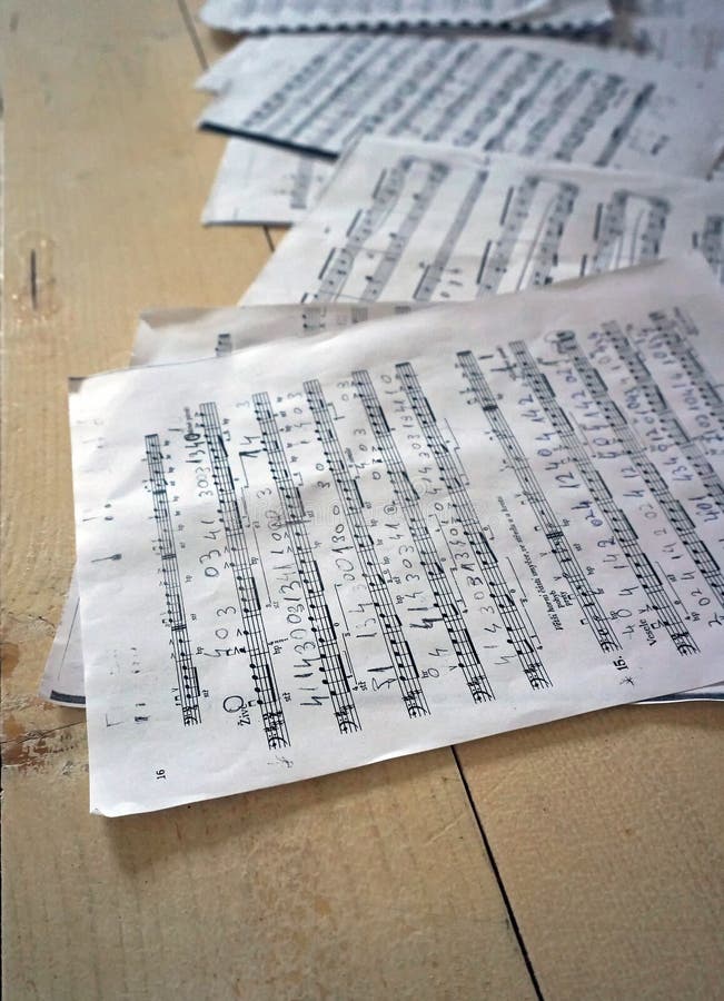 Paper Sheets with Musical Notation Stock Photo - Image of stem, paper ...