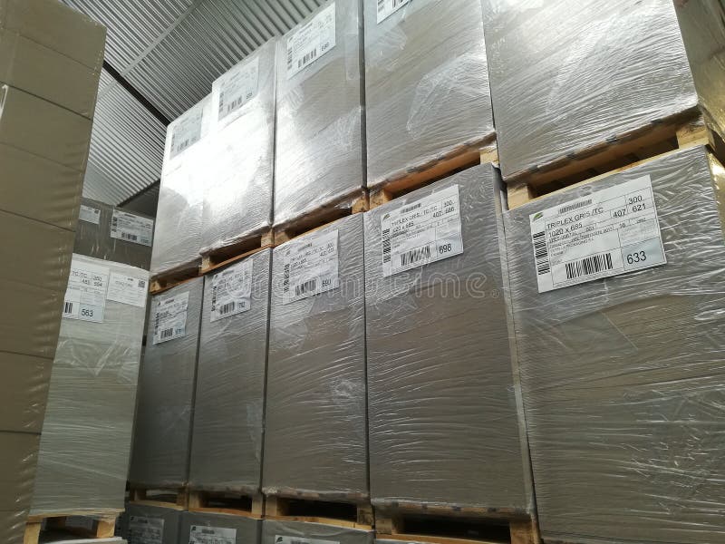 Paper Sheets Palletized at the Warehouse Editorial Photography - Image ...