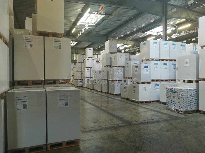 Paper Sheets Palletized at the Warehouse Editorial Stock Image - Image ...