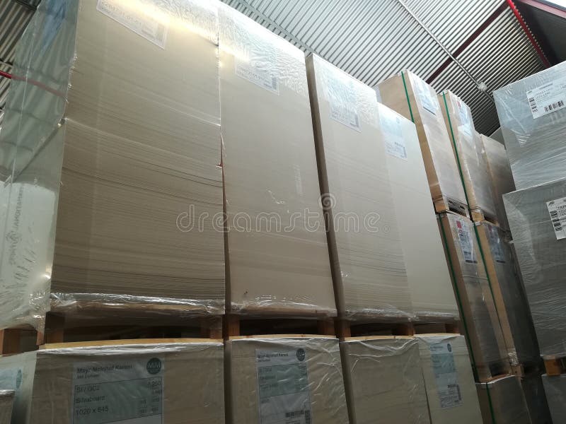 Paper Sheets Palletized at the Warehouse Editorial Stock Photo - Image ...