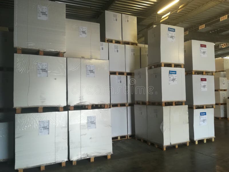 Paper Sheets Palletized at the Warehouse Editorial Photography - Image ...