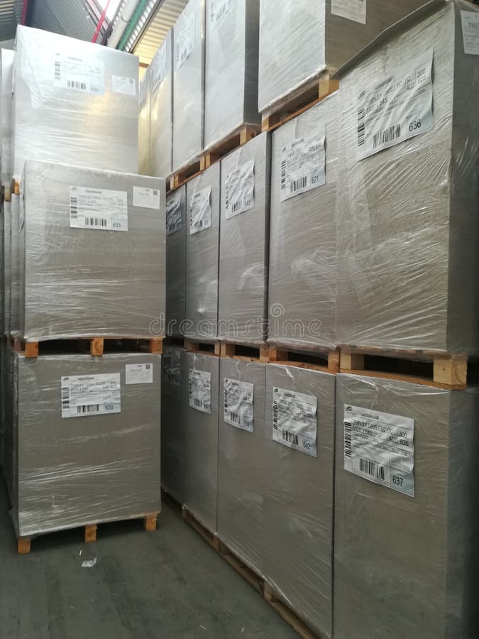 Paper Sheets Palletized at the Warehouse Editorial Photography - Image ...