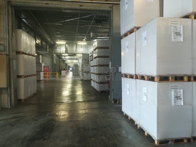 Paper Sheets Palletized at the Warehouse Editorial Stock Photo - Image ...