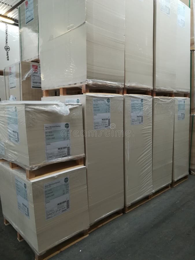 Paper Sheets Palletized at the Warehouse Editorial Photo - Image of ...