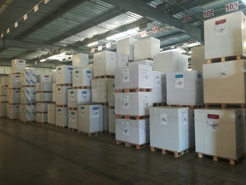 Paper Sheets Palletized at the Warehouse Editorial Image - Image of ...