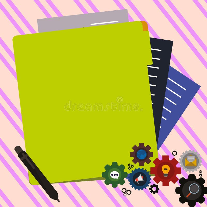 Paper Sheets with Text Laying on Bright Colored Background. Pencil ...