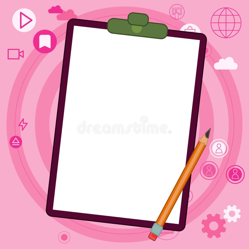 Paper Sheets with Text Laying on Bright Colored Background. Pencil ...