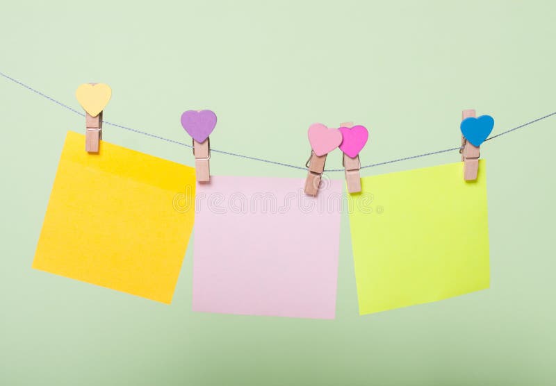 Paper sheets on thread stock image. Image of design, romantic - 85364967