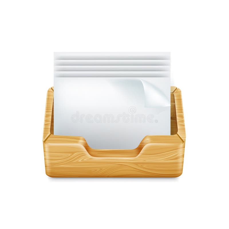 Paper Sheets and Wooden Drawer Isolated Stock Illustration ...