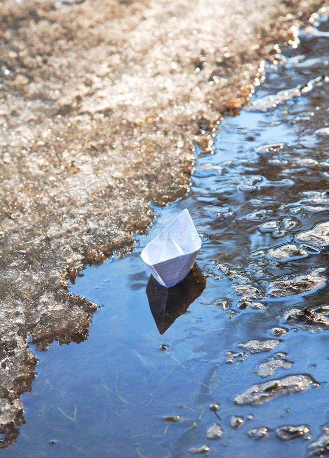 Paper ship stock photo. Image of spring, water, ship, stream - 8719432