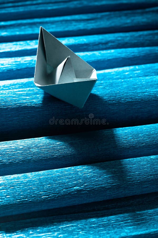 Paper Ship in the Paper Sea Stock Photo - Image of boat, travel: 169369410