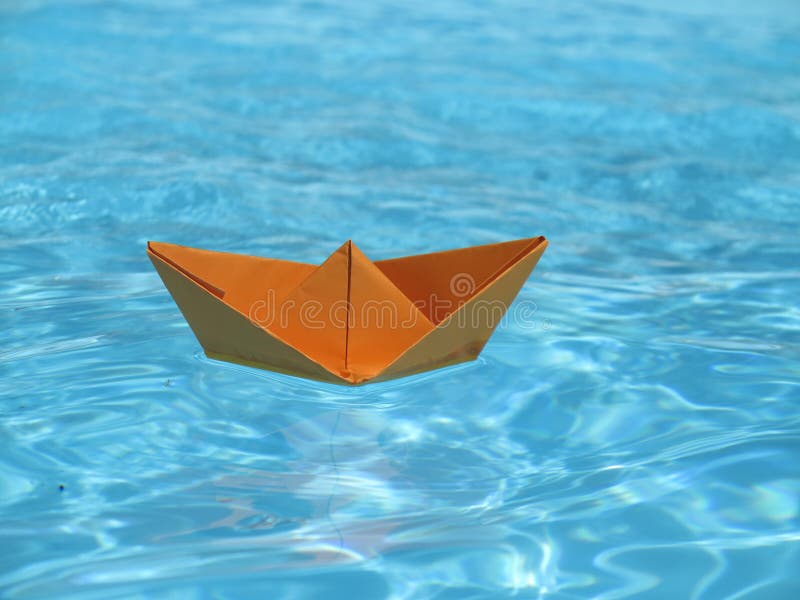 Paper ship blue water stock image. Image of boat, blue - 30752599