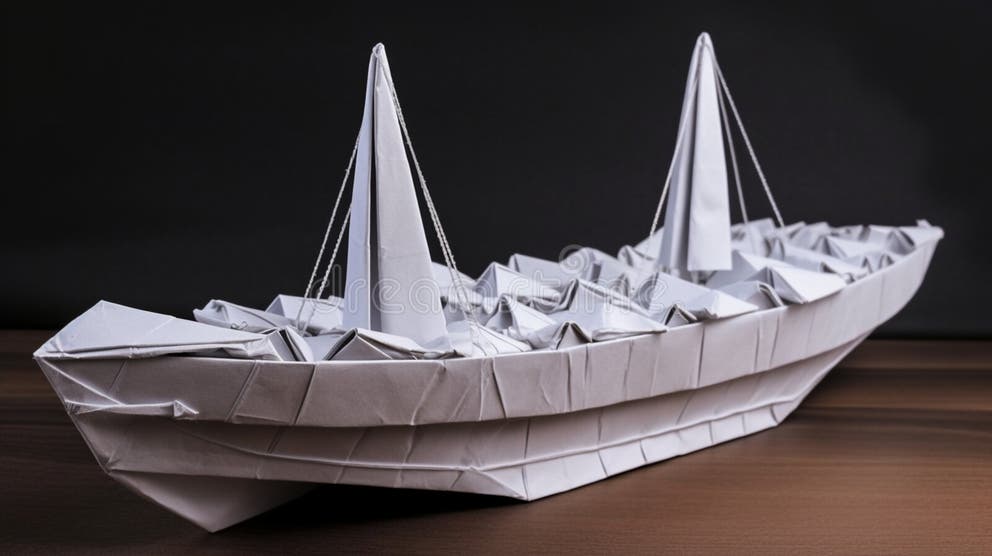 Paper ship origami stock illustration. Illustration of success - 279101741