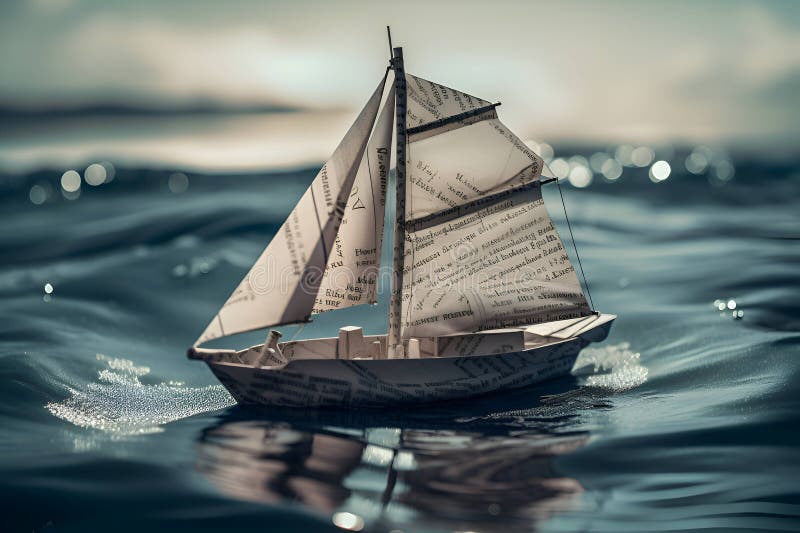 Paper Ship at Sea, Generative AI Stock Photo - Image of navigation ...