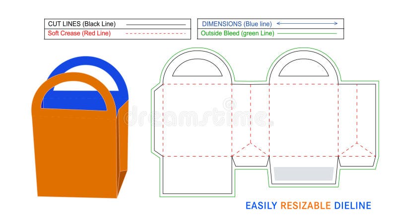 Dieline Handle Box Stock Illustrations – 110 Dieline Handle Box Stock ...