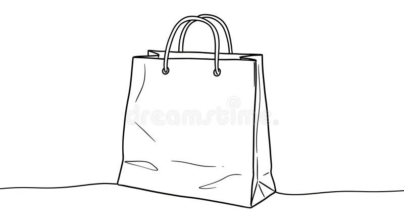 Paper Shopping Bag Line Art Stock Illustration - Illustration of ...