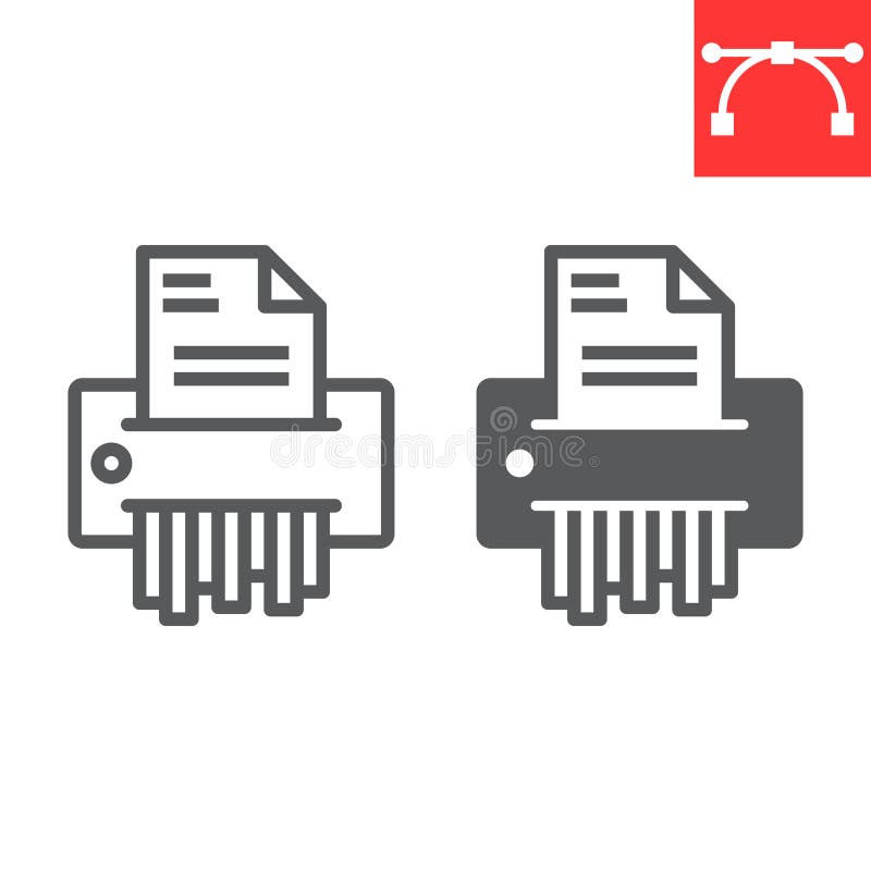 Paper Shredder Line and Glyph Icon, Security and Paperwork, Document ...