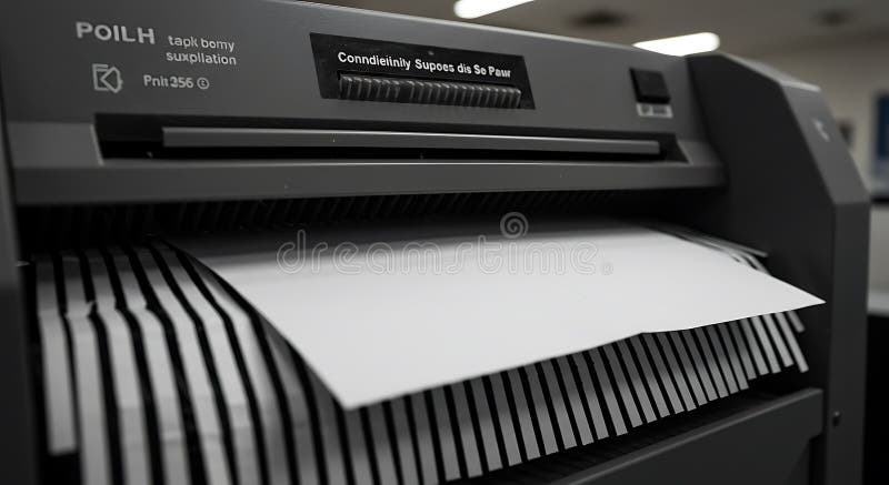 Paper Shredder Machine Processing Documents in Office Environment Black ...