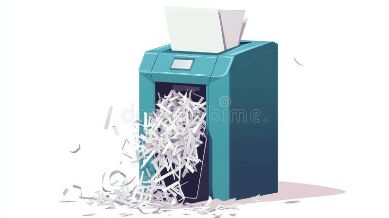 A Paper Shredder Machine with Shredded Paper Overflowing from Its Bin ...