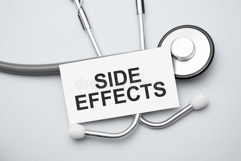 Paper with Side Effects on a Table and Grey Stethoscope Stock Image ...