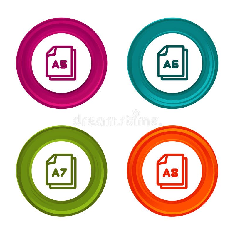Paper Size A5 A6 A7 A8 Icons. Document Symbol Stock Illustration ...