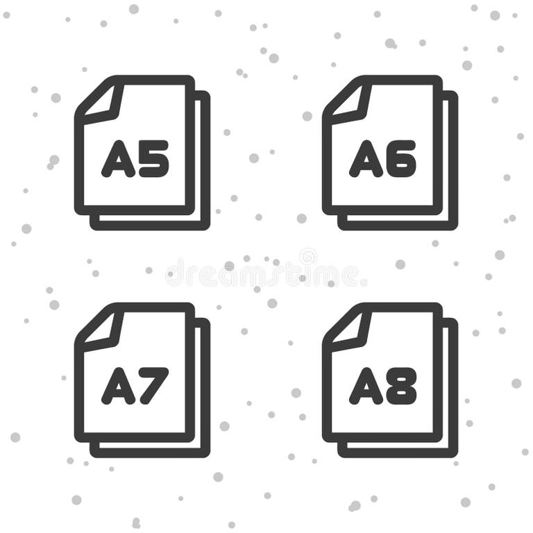Paper Size A5 A6 A7 A8 Icons. Document Symbol Stock Illustration ...