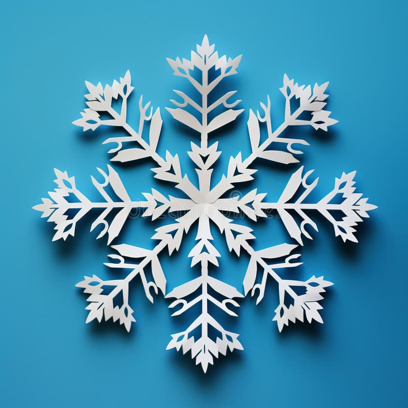 Paper Snowflake on Blue Background. Snowflakes Paper Cut Style with ...