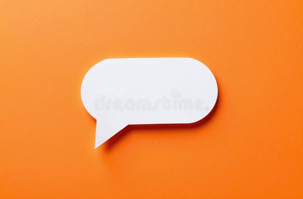 Paper Speech Bubble, Front View Close-up, Placed Against a Solid ...
