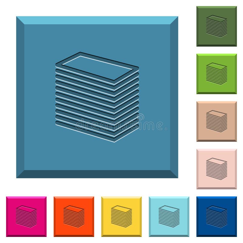 Paper Stack Engraved Icons on Edged Square Buttons Stock Vector ...