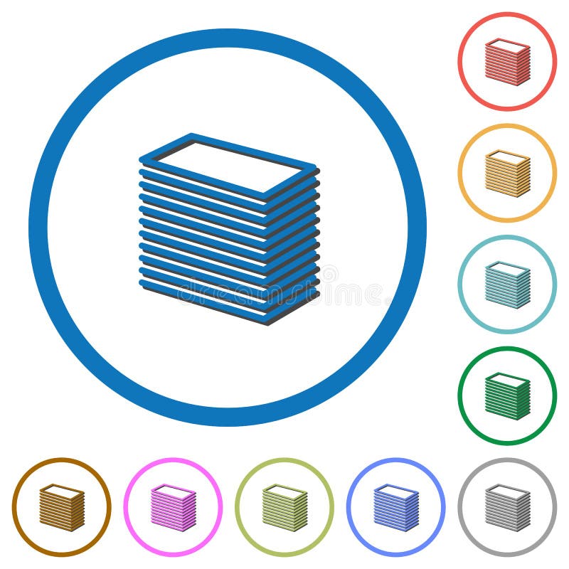 Paper Stack Icons with Shadows and Outlines Stock Vector - Illustration ...