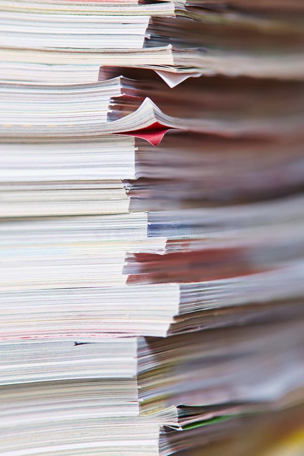 Paper Stack from Old Magazines Stock Photo - Image of journal ...