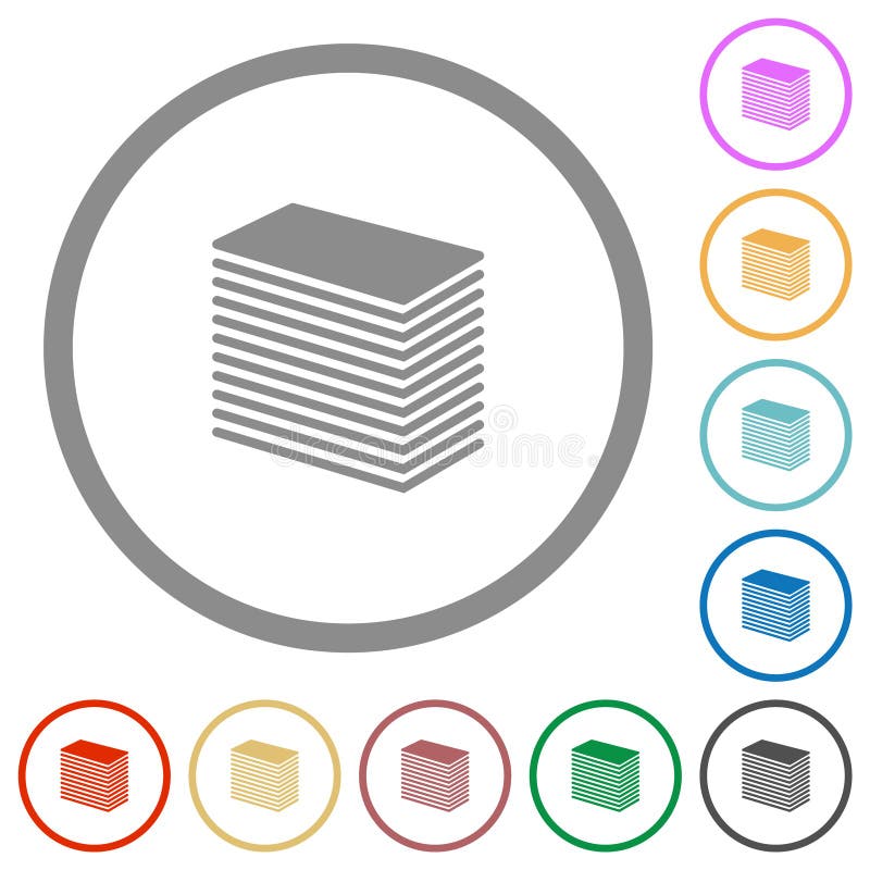 Paper Stack Solid Flat Icons with Outlines Stock Vector - Illustration ...