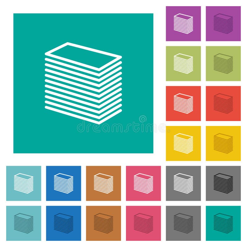 Paper Stack Square Flat Multi Colored Icons Stock Vector - Illustration ...