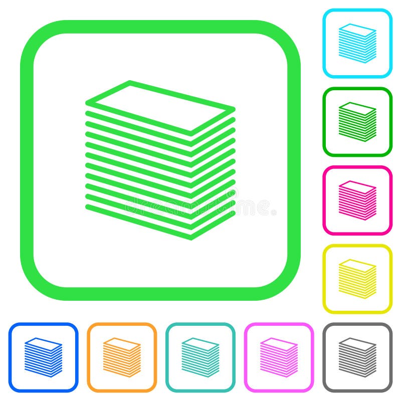 Paper Stack Vivid Colored Flat Icons Icons Stock Vector - Illustration ...