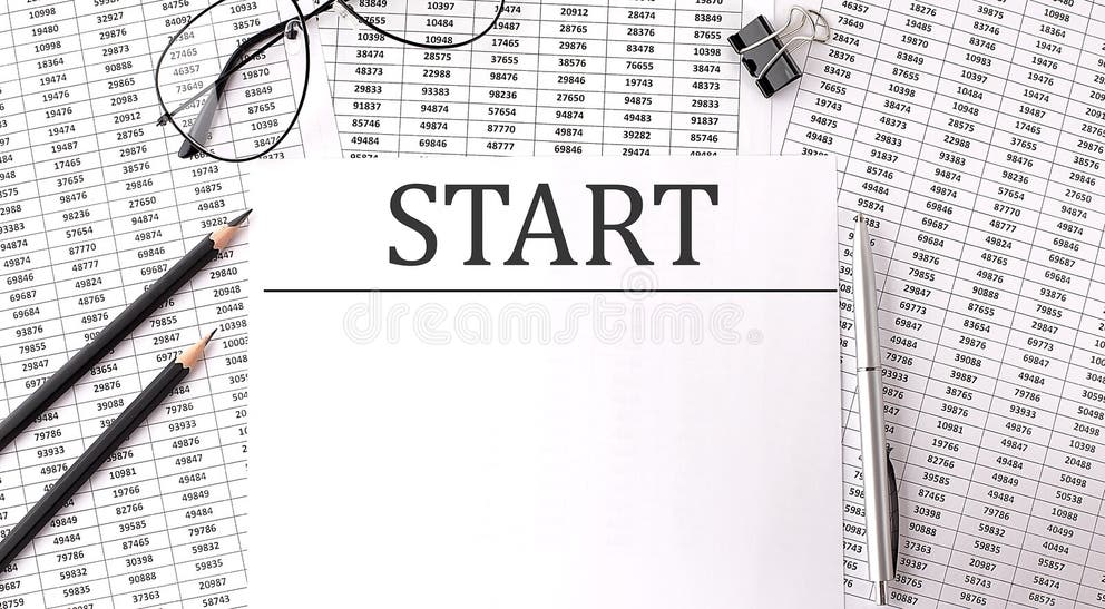Paper with START on a Table on Charts Stock Photo - Image of corporate ...