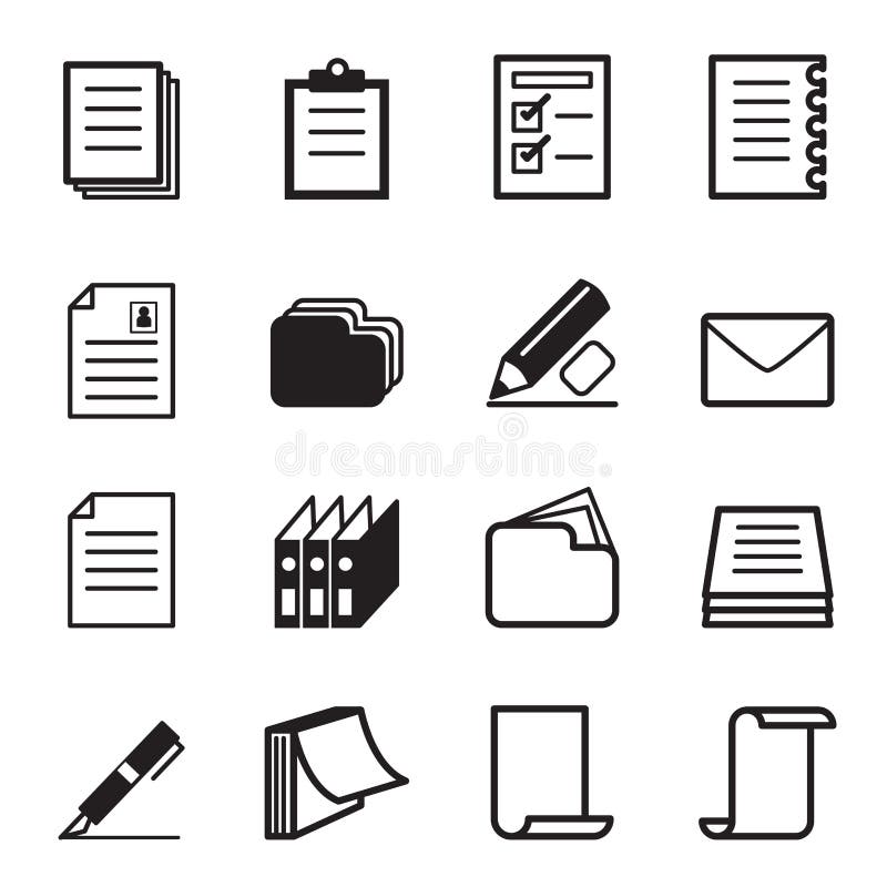 Paper & Stationery Icon Set Stock Vector - Illustration of folio, port ...