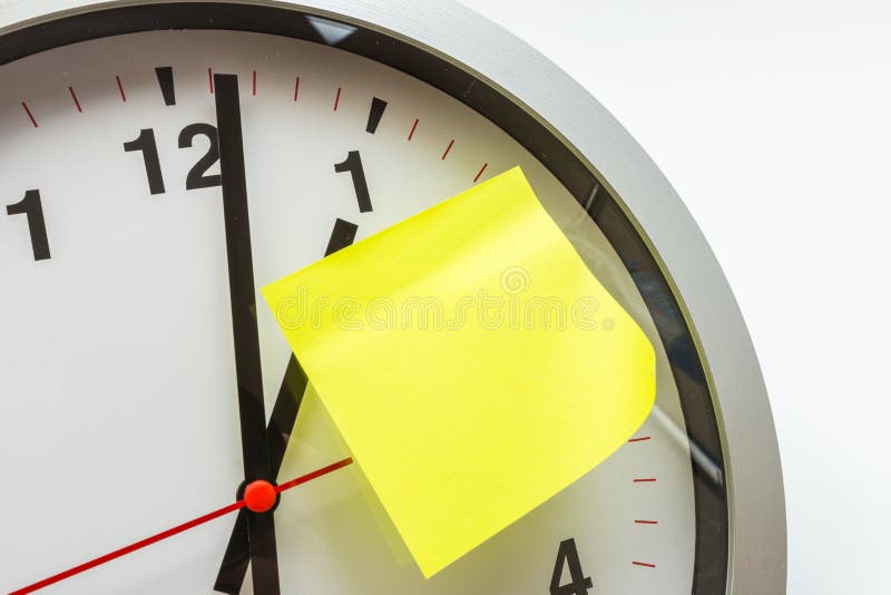 Paper Stick on Clock for Notice Something with White Background Stock ...
