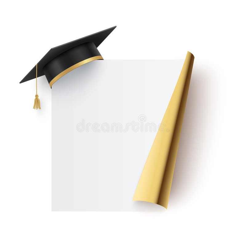 Paper Sticker with Graduate Hat, 3d Sheet with Shiny Gold Foil Edge and ... Paper Sticker with Graduate Hat, 3d Sheet with Shiny Gold Foil Edge and ...
