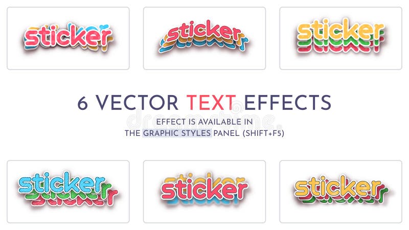 6 Paper Sticker Vector Text Effects Stock Vector - Illustration of ...