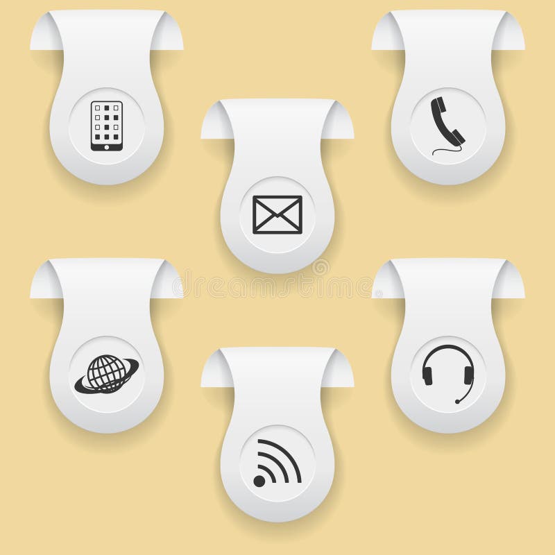 Paper stickers with icons stock vector. Illustration of phone - 53055704