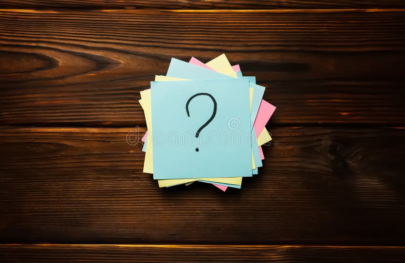 Paper Stickers with a Question Mark on a Wooden Background Stock Image ...