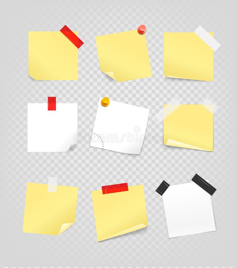 Paper Stickers with Tape Patches and Pins Stock Vector - Illustration ...