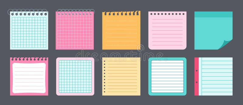 Paper Sticky Note Flat Set Memo Messages Vector Stock Vector ...