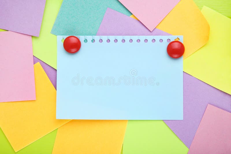 Paper Sticky Notes with Sheet of Paper Stock Image - Image of purple ...