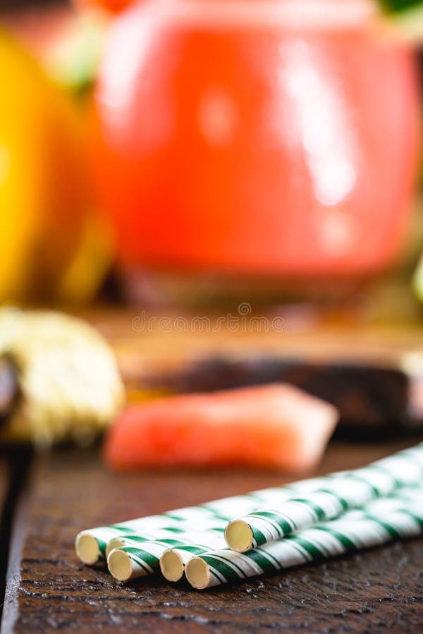 Paper Straw in Macro Photography, Spot Focus of Biodegradable Paper ...