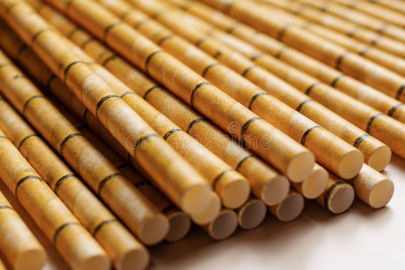 Paper Straws Painted To Look Like Bamboo Straws. Stock Image - Image of ...