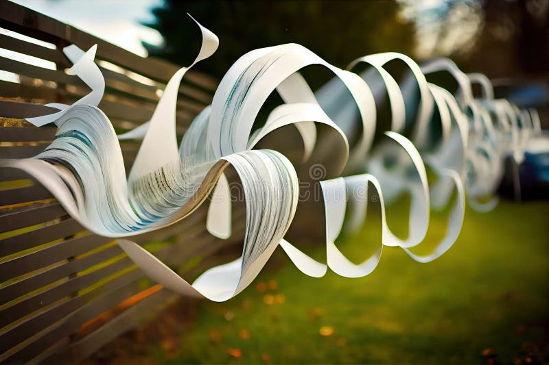 A Paper Streamer, Blowing in the Wind and Curling Around a Fence Stock ...