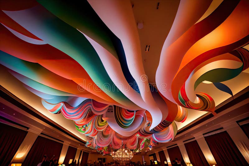 Paper Streamer Cascading from the Ceiling in Grand Ballroom Stock ...