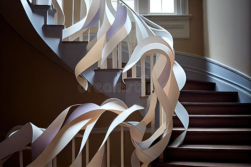 Paper Streamer Cascading Down Staircase or Railing Stock Illustration ...