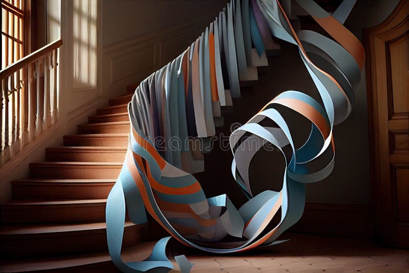 Paper Streamer Draping Down a Staircase or Banister Stock Illustration ...
